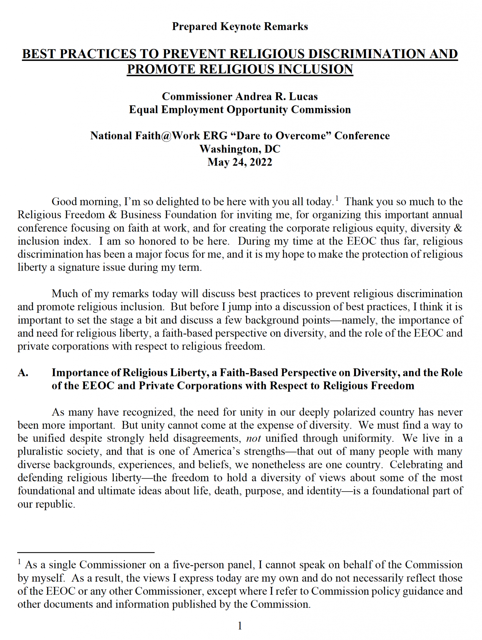 EEOC Commissioner Andrea Lucas | RFBF