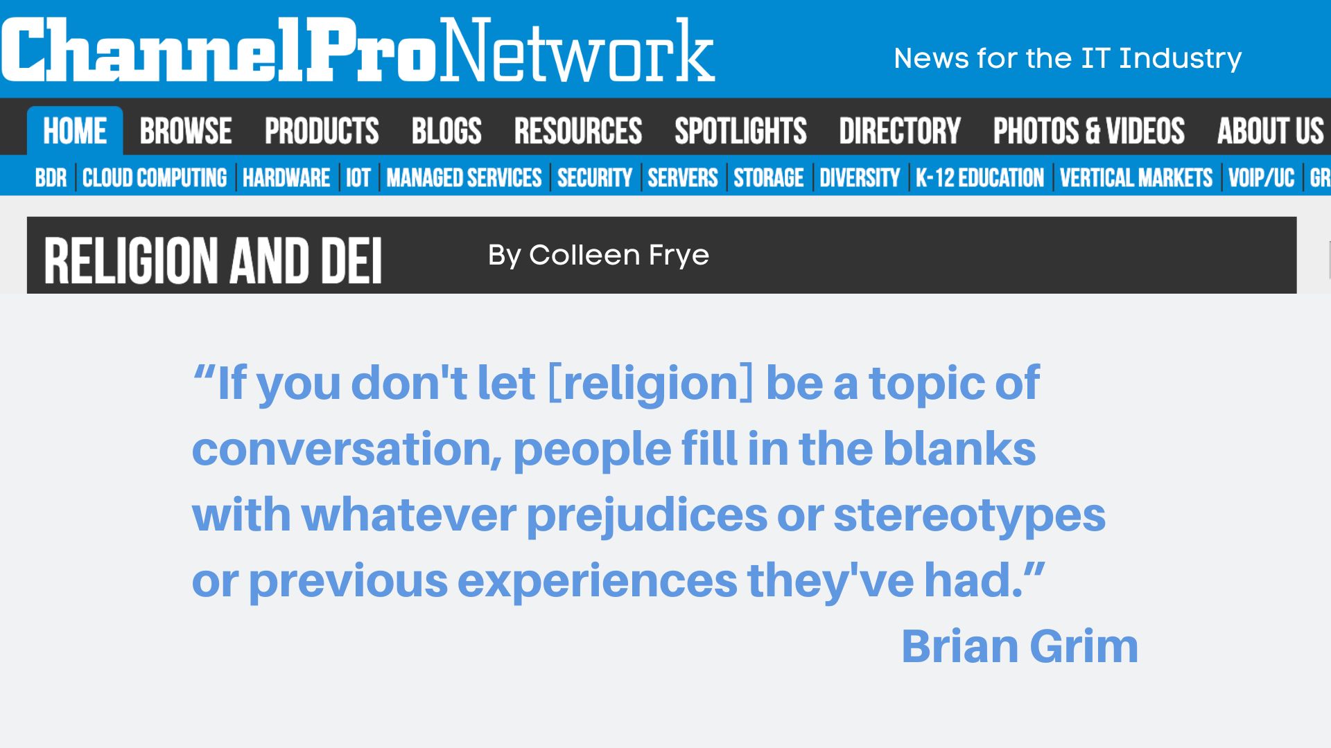 Interview: Religion & DEI by Colleen Frye | RFBF
